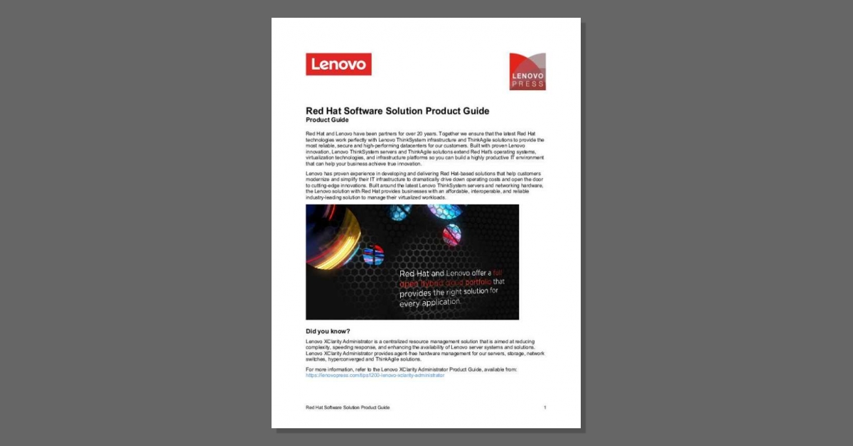 Red Hat Software Solution Product Guide