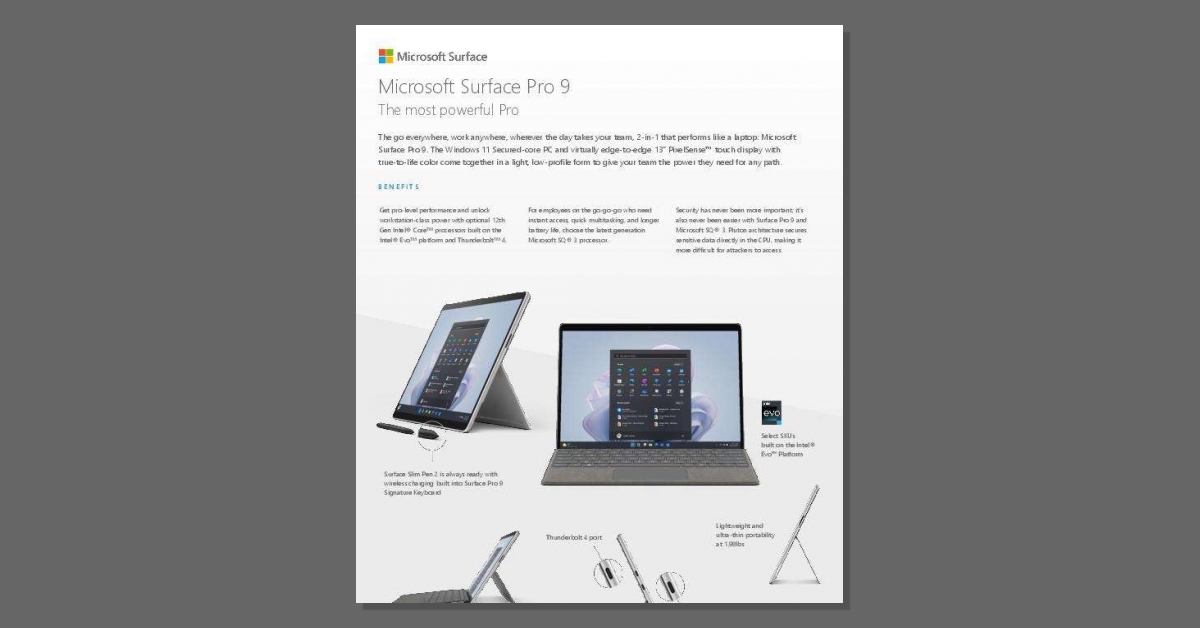 Surface Pro 9 Spec Sheet