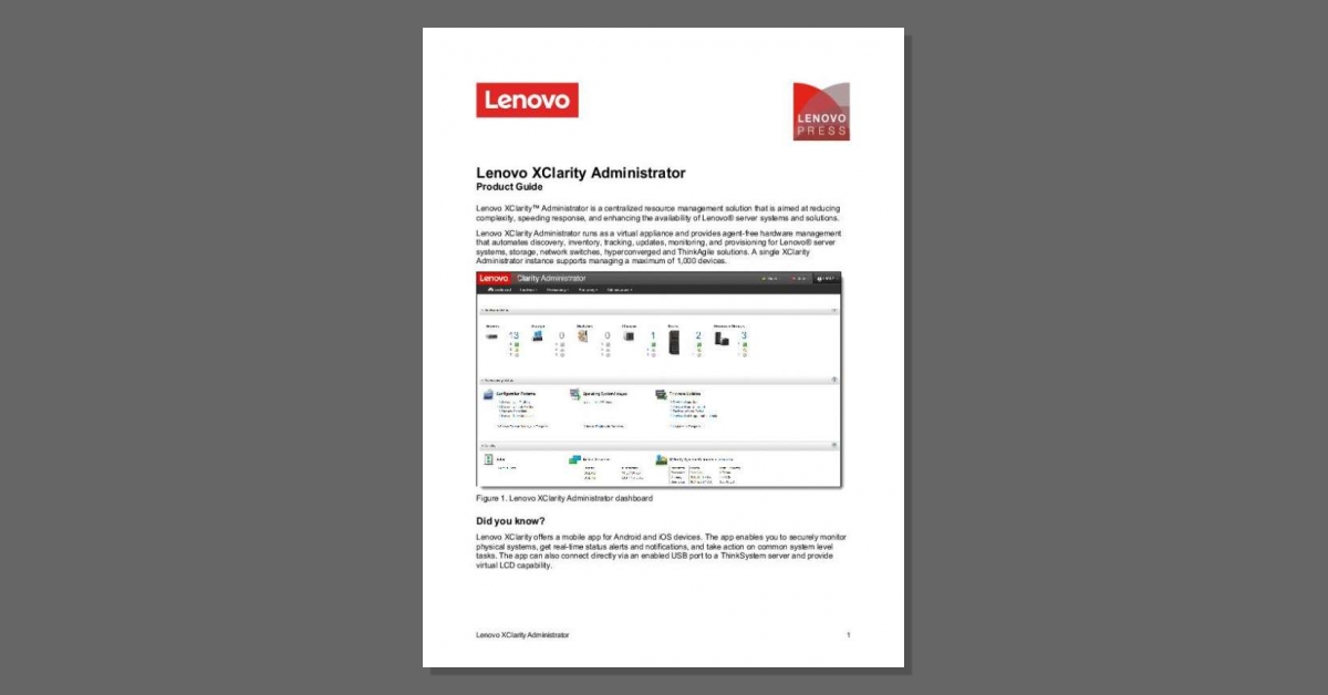 Lenovo XClarity Administrator Product Guide