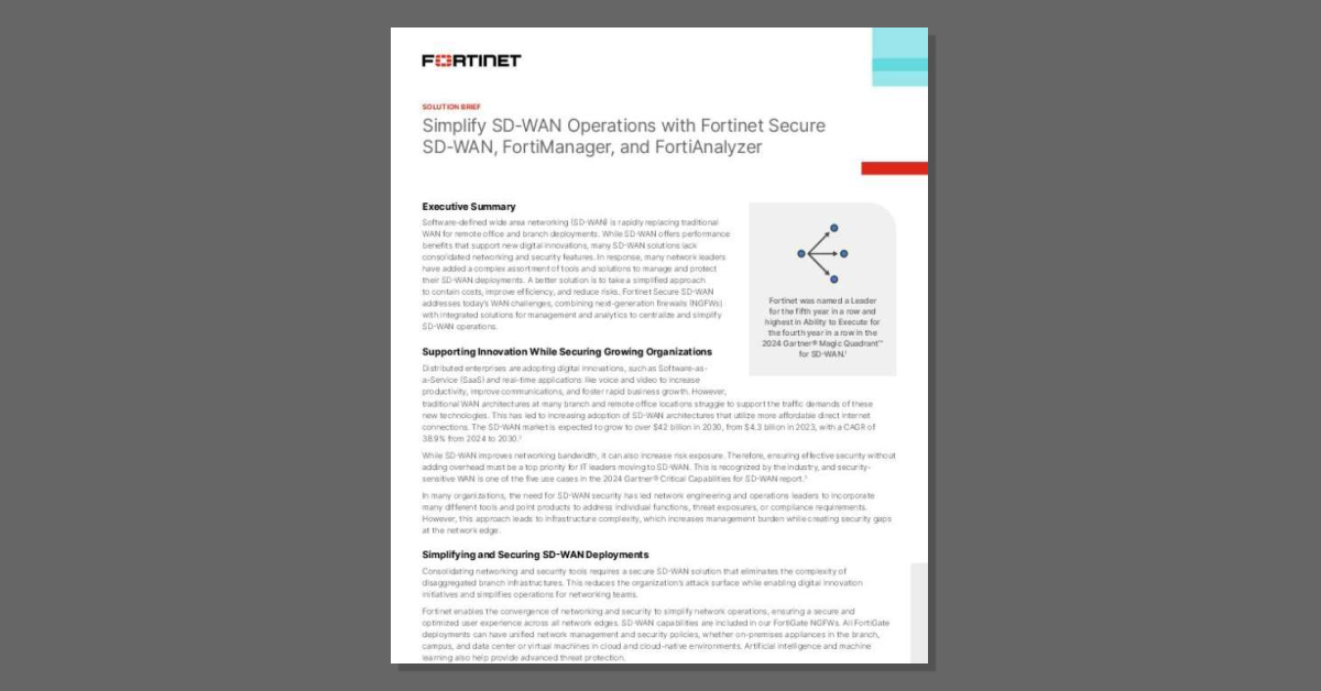 Simplify SD-WAN Operations with Fortinet Secure SD-WAN, FortiManager ...